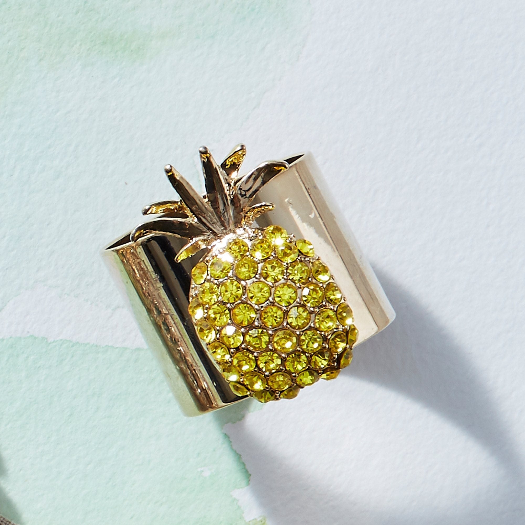 Yellow Pineapple Napkin Rings Pair Decoralist