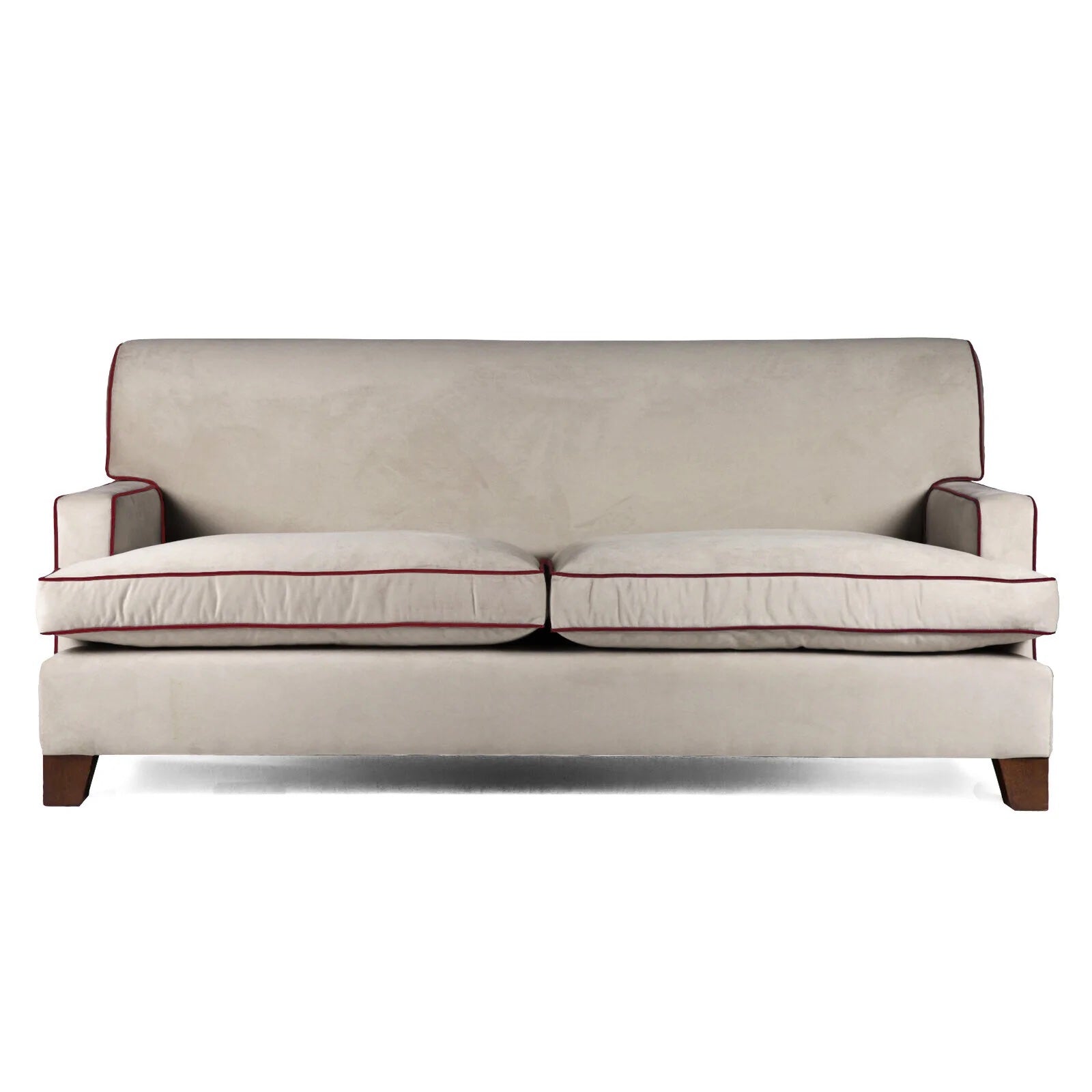 Kelling Velvet Sofa in Port Red Piping - Decoralist