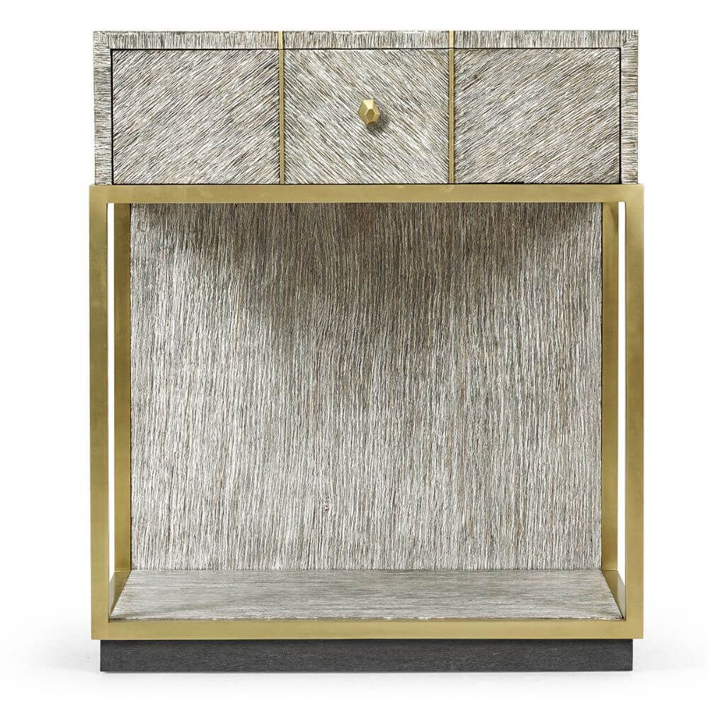 Light French Oak Geometric Bedside Table - Decoralist